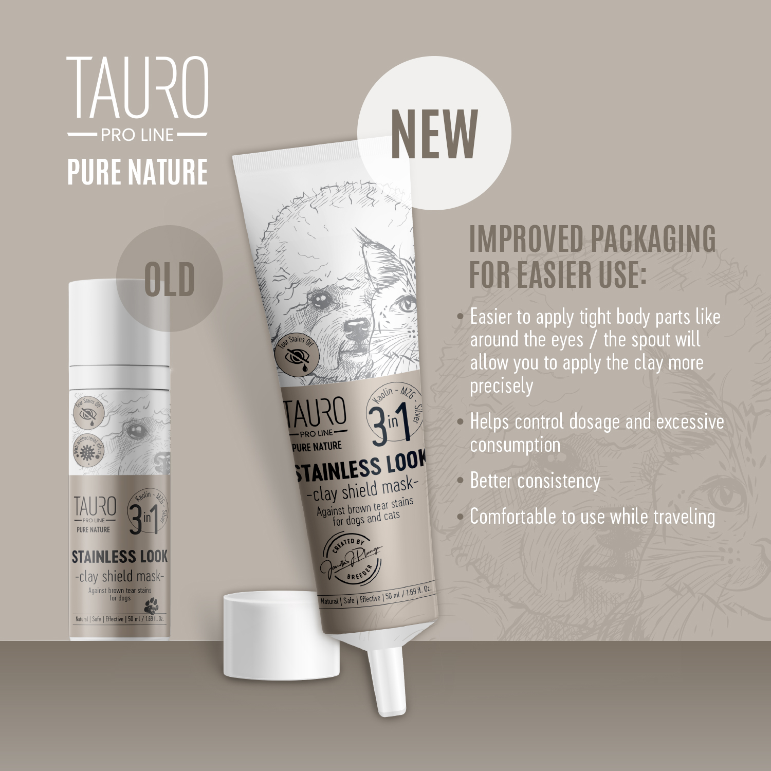 TAURO PRO LINE Pure Nature Stainless look 3in1, natural clay mask to ...